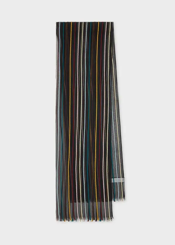 Paul Smith Sheer 'signature Stripe' Scarf - Black
