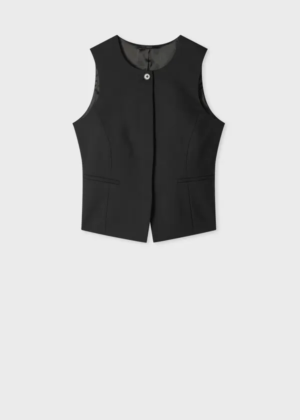 Paul Smith Wool Asymmetric Waistcoat - Black