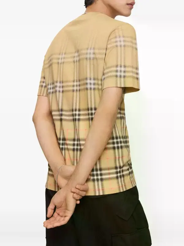 Burberry Gradient Check Cotton T-shirt - Neutrals