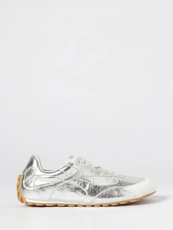 Bottega Veneta Metallic Leather Sneakers - Silver