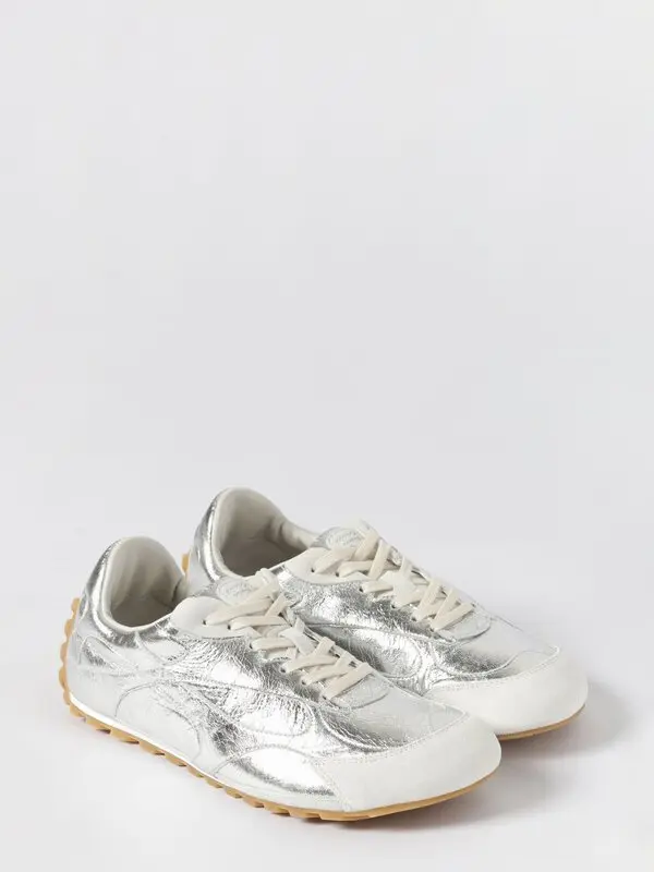 Bottega Veneta Metallic Leather Sneakers - Silver