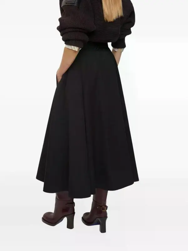 Burberry Belted Gabardine Midi Skirt - Black