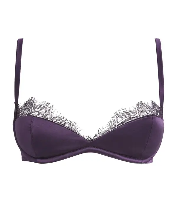 Kiki De Montparnasse Stretch-silk Camaret Balconette Bra - Purple