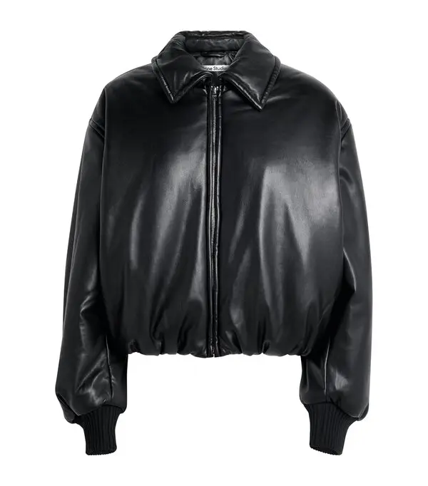 Acne Studios Faux Leather Bomber Jacket - Black