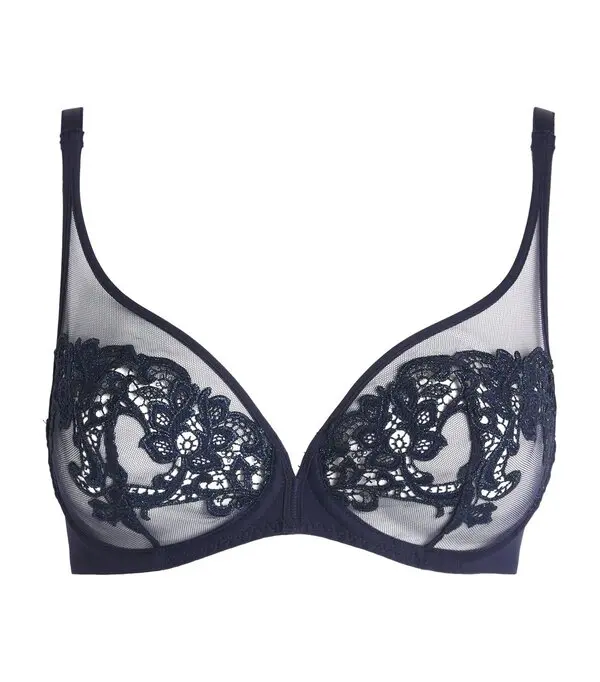 Simone Perele Lace Saga Plunge Underwired Bra - Navy