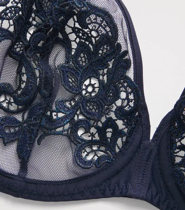 Simone Perele Lace Saga Plunge Underwired Bra - Navy