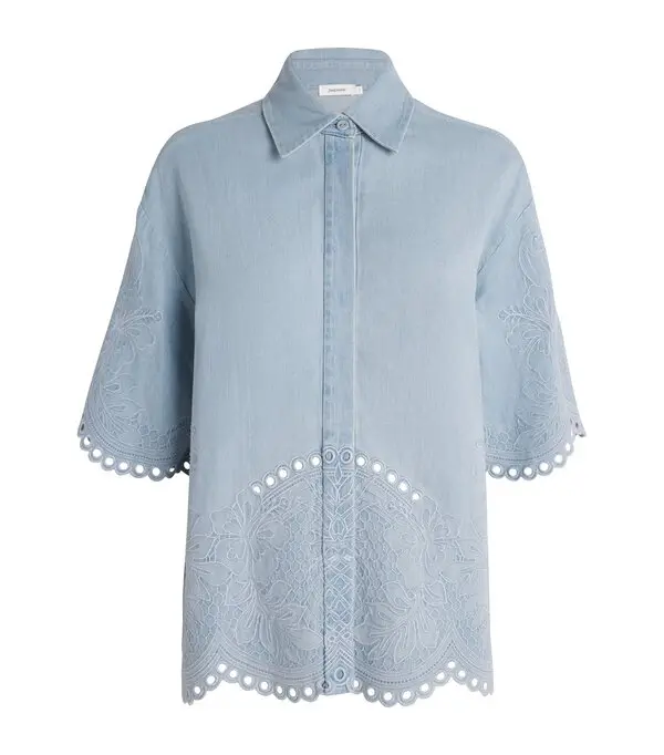Zimmermann Denim Embroidered Daylight Shirt - Blue