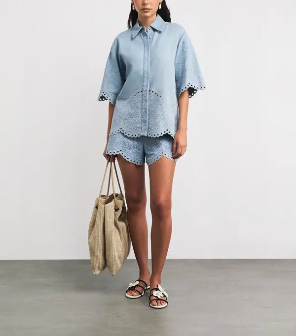 Zimmermann Denim Embroidered Daylight Shirt - Blue