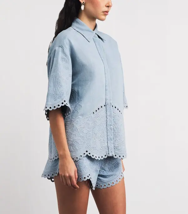 Zimmermann Denim Embroidered Daylight Shirt - Blue