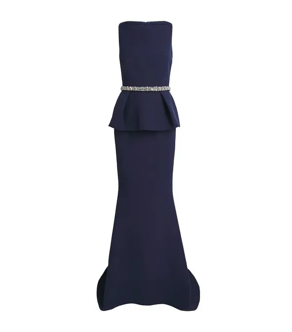 Safiyaa Crystal-embellished Carter Gown - Navy