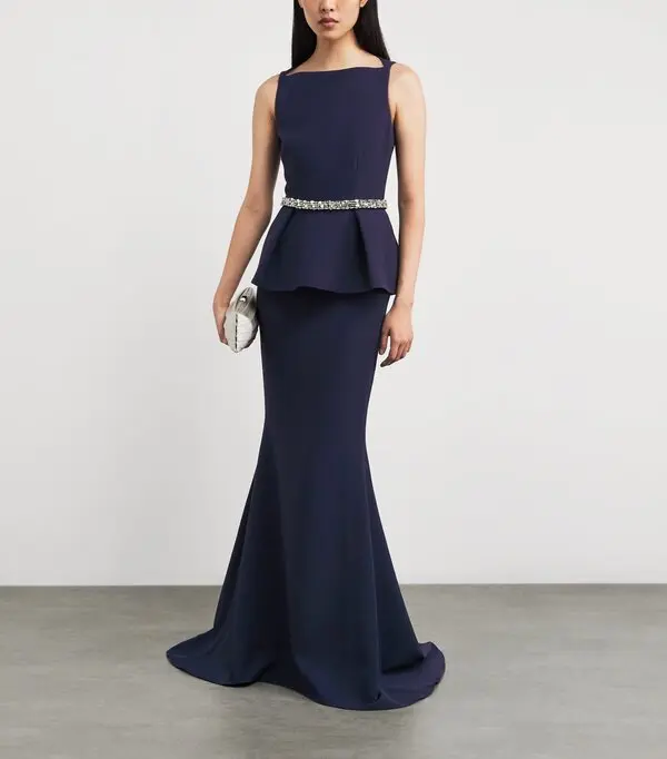Safiyaa Crystal-embellished Carter Gown - Navy