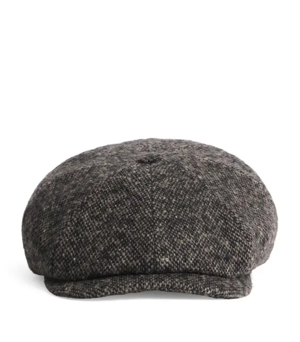 Stetson Virgin Wool Tweed Hatteras Flat Cap - Black