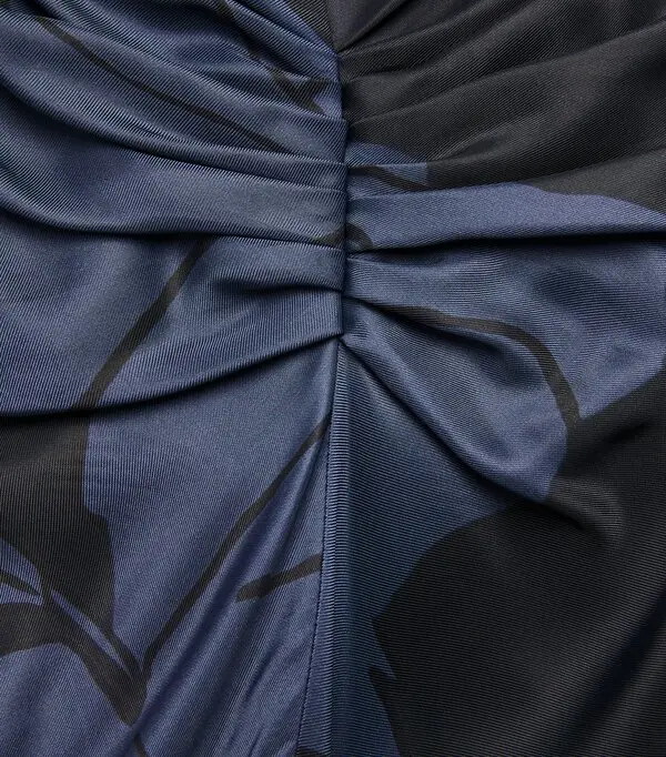 Victoria Beckham Printed Twill Midi Skirt - Navy