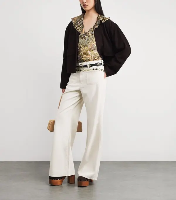 Etro Silk Leopard Ruffle-detail Blouse