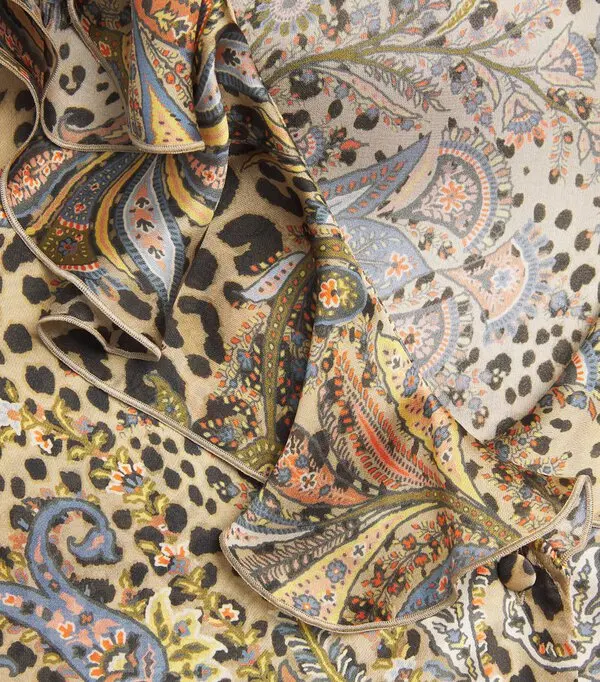 Etro Silk Leopard Ruffle-detail Blouse