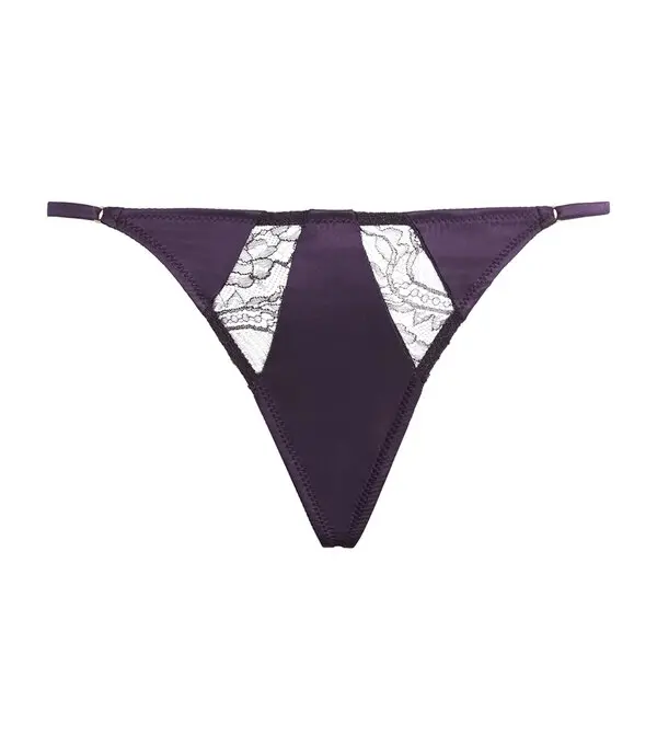 Kiki De Montparnasse Stretch-silk Camaret Thong - Purple