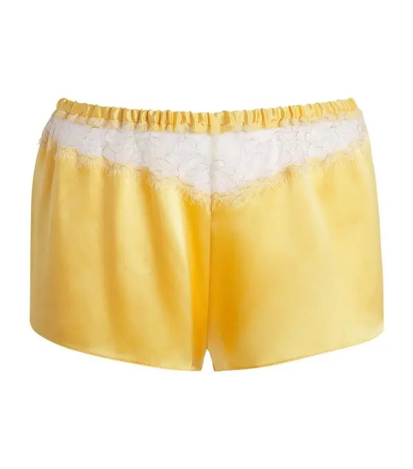 GILDA & PEARL Silk Secret Garden Pyjama Shorts - Yellow