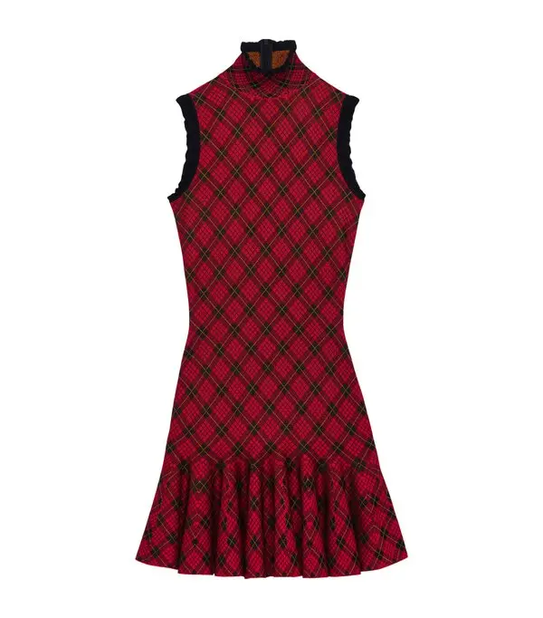 Alexander McQueen High-neck Mini Dress - Burgundy