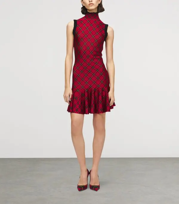 Alexander McQueen High-neck Mini Dress - Burgundy