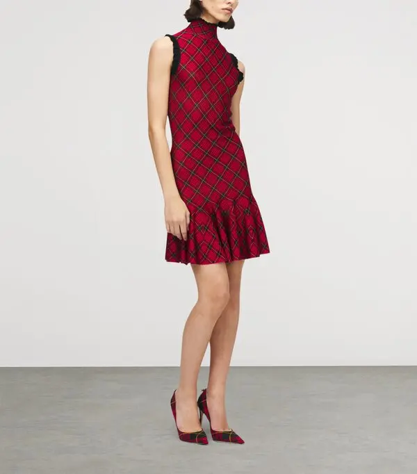 Alexander McQueen High-neck Mini Dress - Burgundy