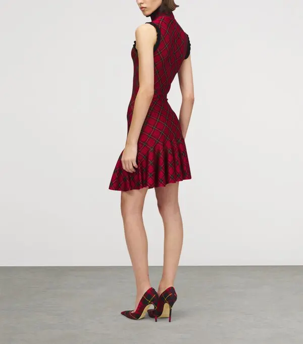 Alexander McQueen High-neck Mini Dress - Burgundy