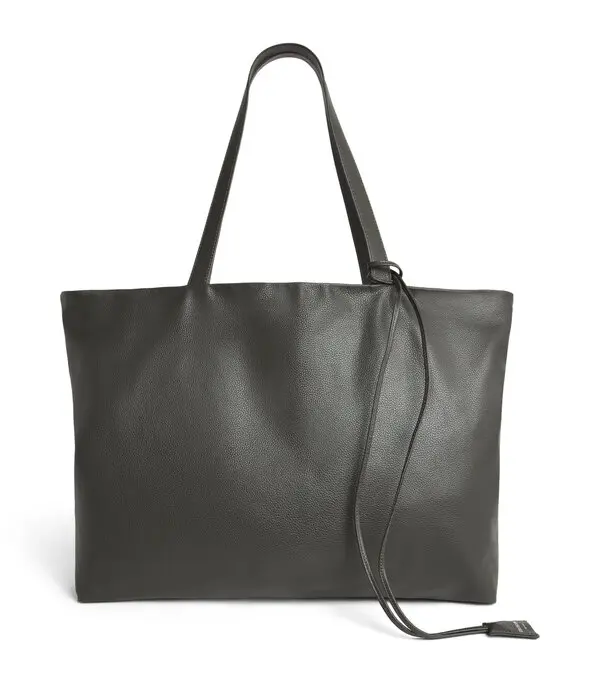 COLE BUXTON Large Grained Leather Tote - Green