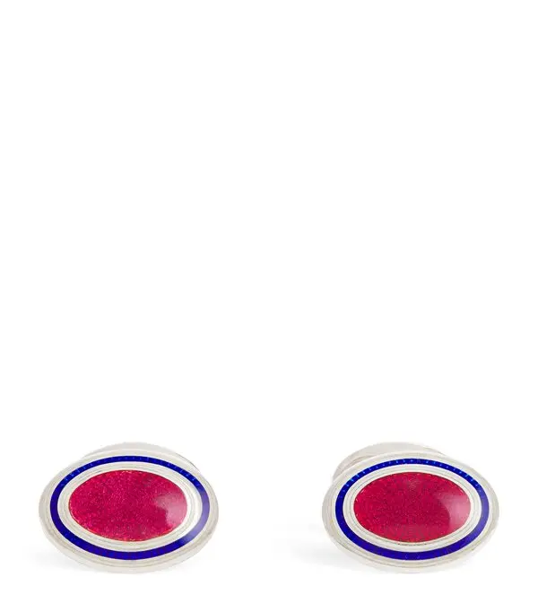 DEAKIN & FRANCIS Sterling Silver And Enamel Oval Cufflinks - Pink
