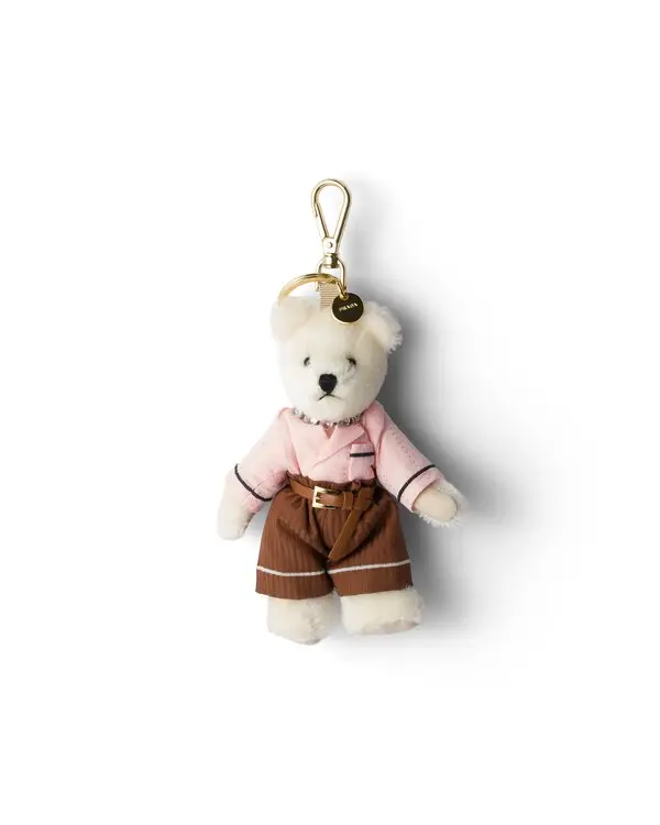 Prada Teddy Bear Keychain Charm - White