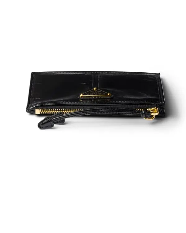 Prada Leather Card Holder With Zipper