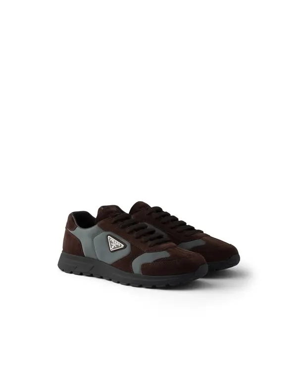 Prada Prax Suede And Re-nylon Sneakers - Brown