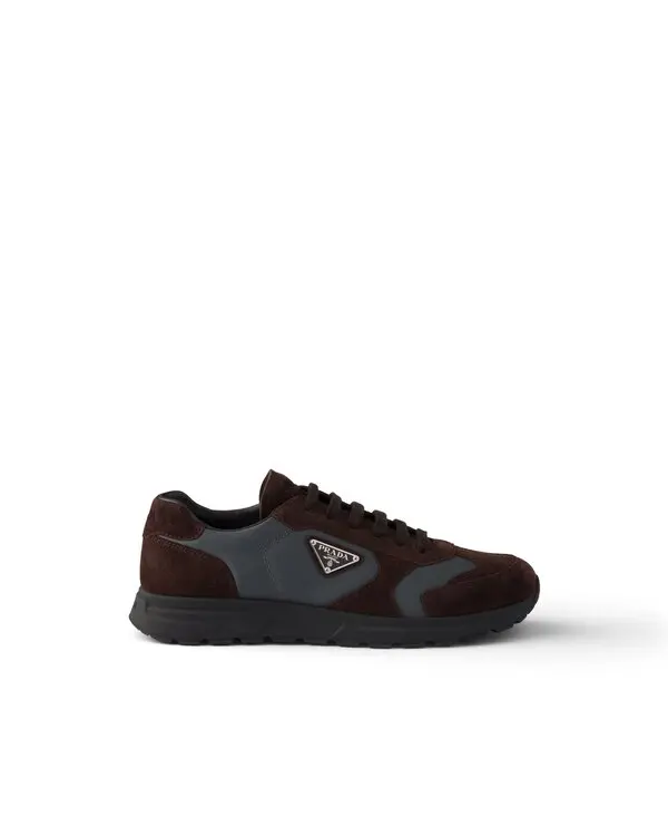 Prada Prax Suede And Re-nylon Sneakers - Brown
