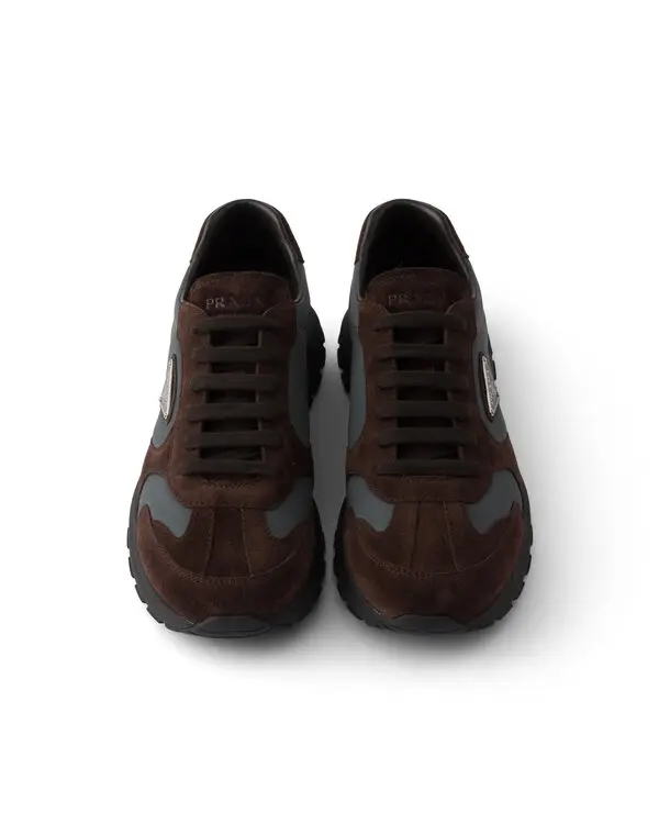 Prada Prax Suede And Re-nylon Sneakers - Brown