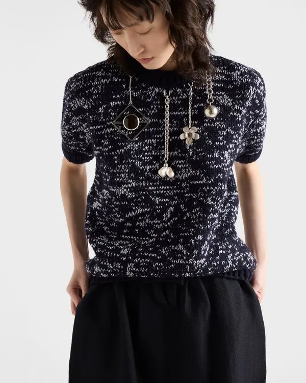 Prada Short-sleeved Wool Sweater With Pendants