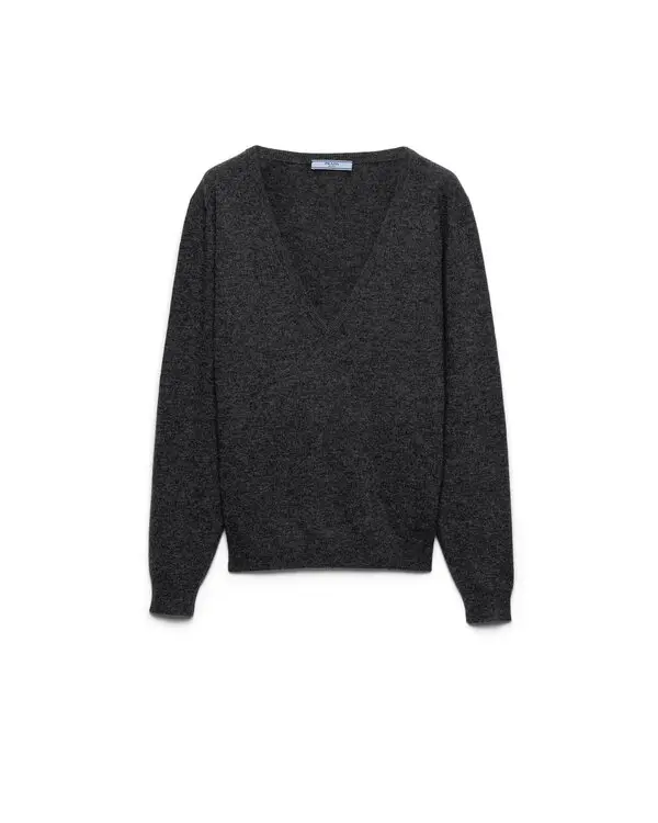 Prada Cashmere V-neck Sweater - Grey