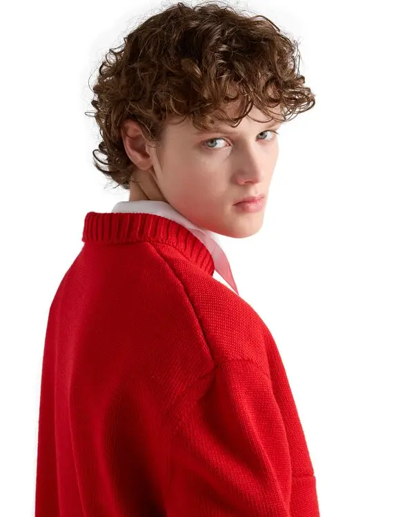 Prada Wool Cardigan With Bow - Red