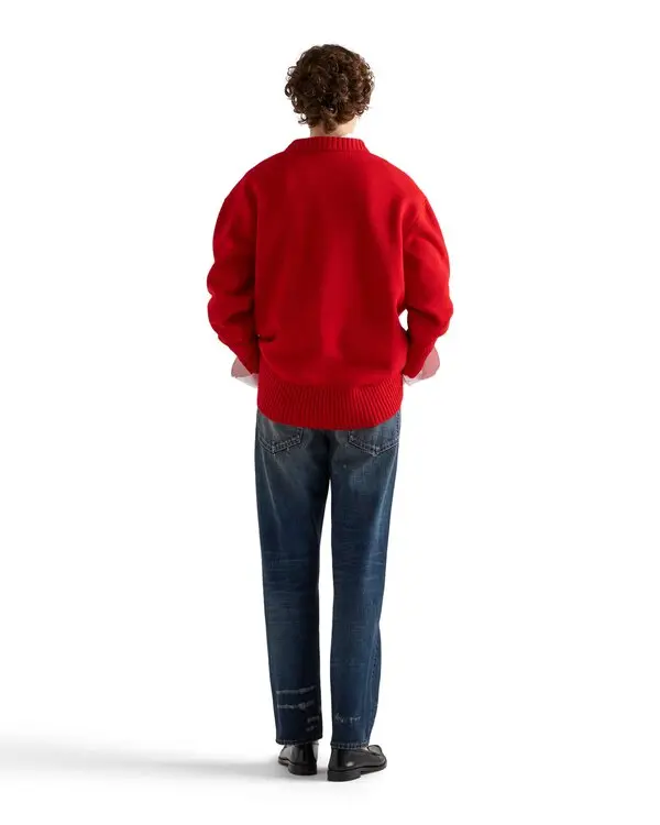 Prada Wool Cardigan With Bow - Red