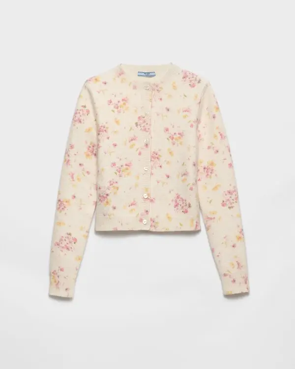 Prada Floral Print Wool Cardigan