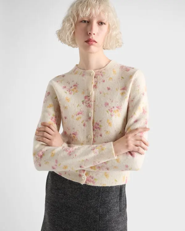 Prada Floral Print Wool Cardigan