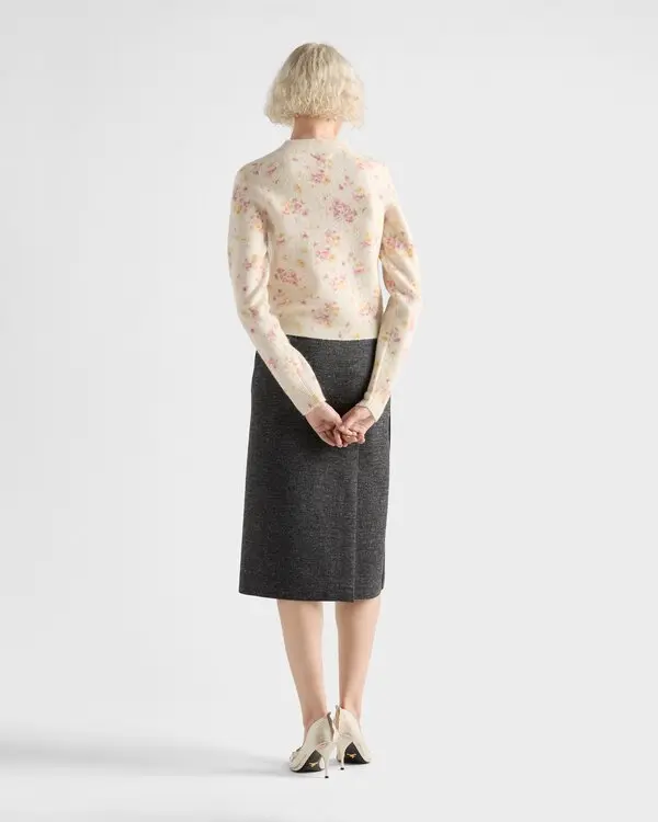 Prada Floral Print Wool Cardigan