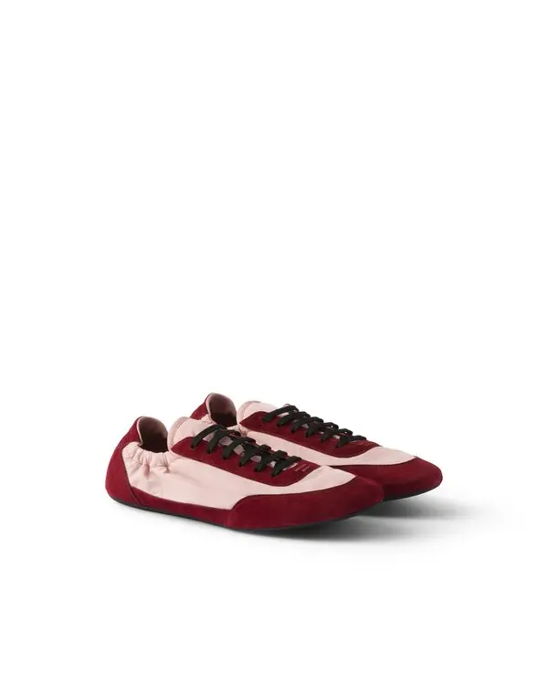 Prada Re-nylon And Suede Sneakers - Pink