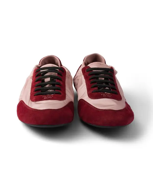 Prada Re-nylon And Suede Sneakers - Pink