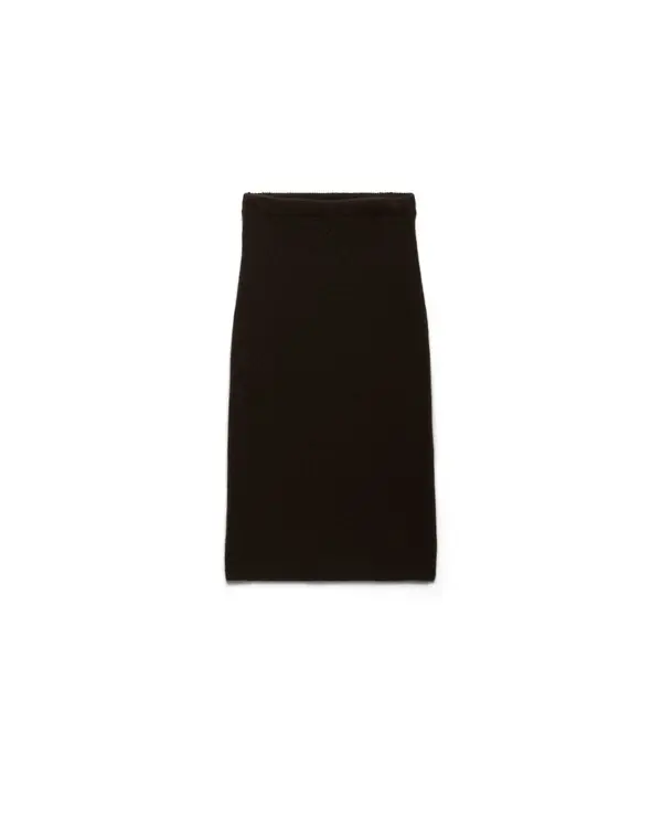 Prada Openwork Cashmere Knit Skirt - Brown