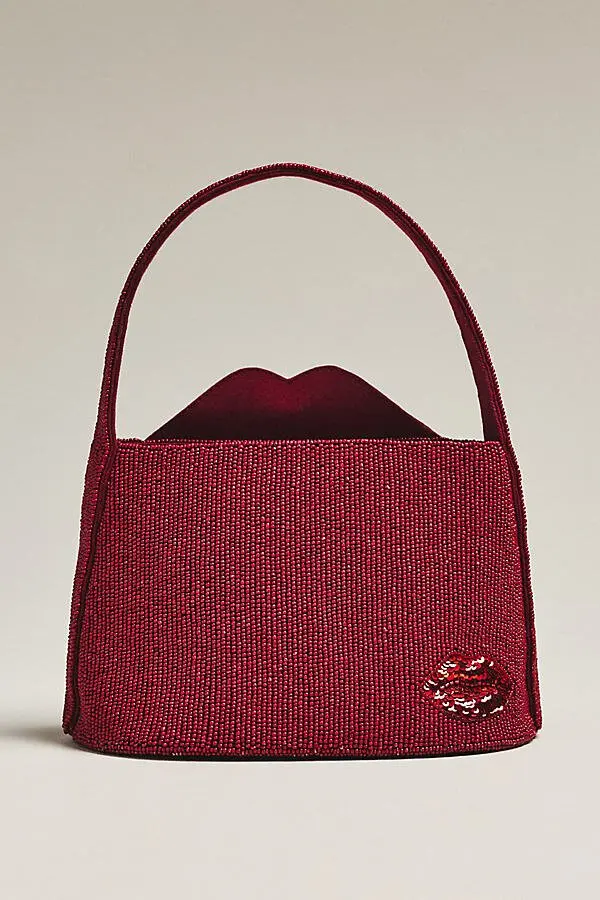 Maeve Beaded Icon Tote Bag - Lips