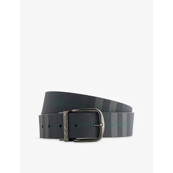 Burberry Reversible Checked Leather Belt - Black/charcoal