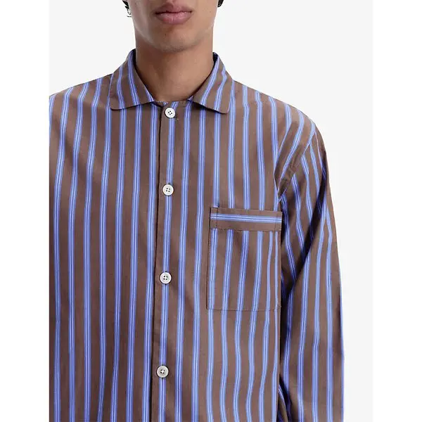 TEKLA Striped Cotton-poplin Pyjama Shirt - Chesnut Stripes