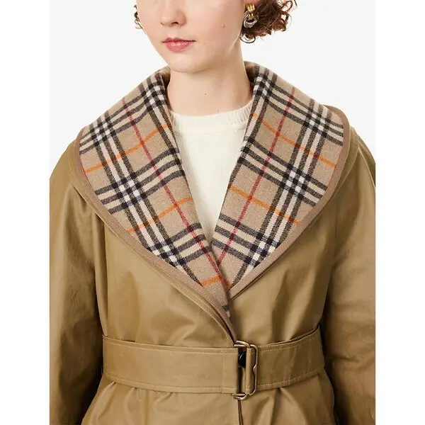 Burberry Cotton Belted Jacket With Shawl Lapel