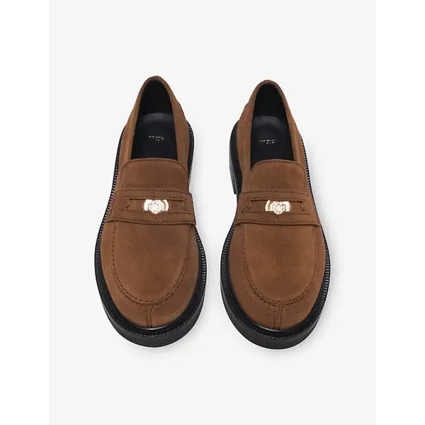 Maje Medallion-embellished Suede Loafers