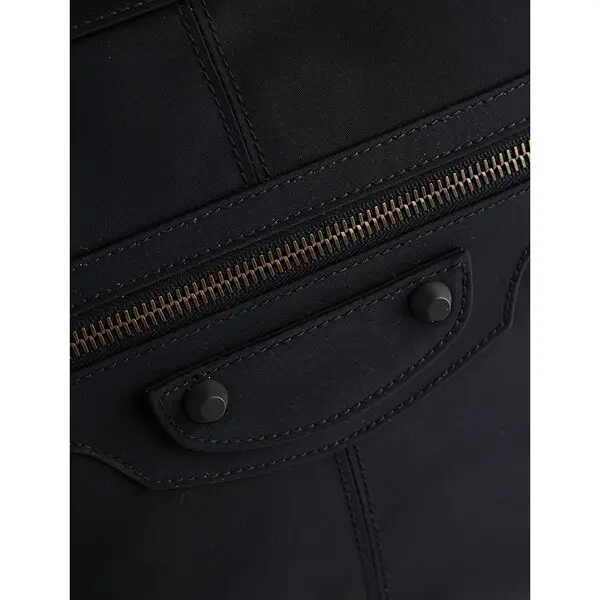 Balenciaga Le City Moto Medium Shell-woven Bag - Black