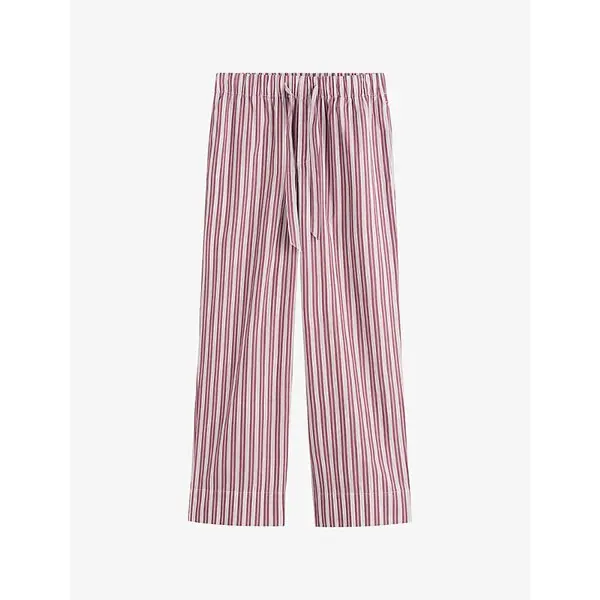 TEKLA Striped Cotton-poplin Pyjama Bottoms - Rhubarb Stripes