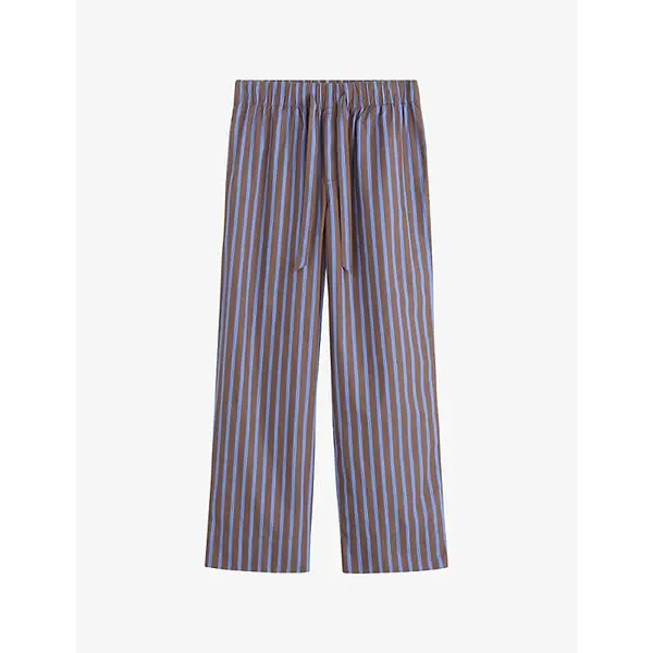 TEKLA Striped Cotton-poplin Pyjama Bottoms - Chesnut Stripes